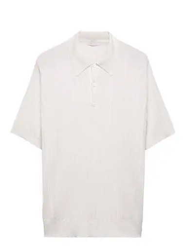 Prada Regular-fit Cashmere And Silk-blend Polo Shirt - White
