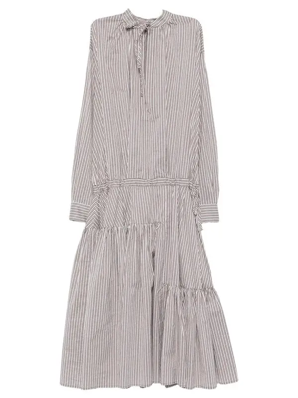 Dries Van Noten Denvo Striped Silk-blend Long Dress - Brown