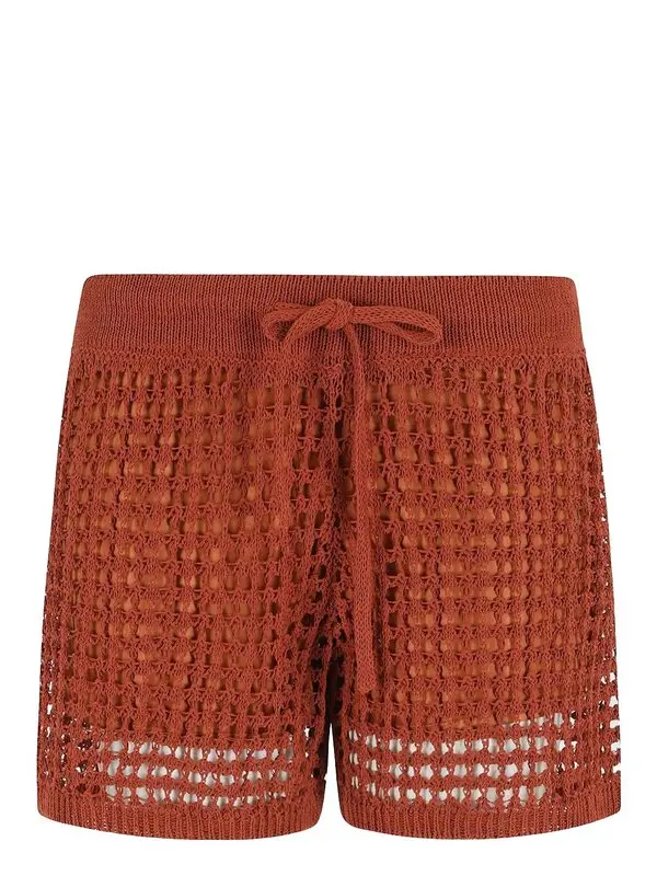 ROBERTO COLLINA Open-knit Drawstring Shorts - Red