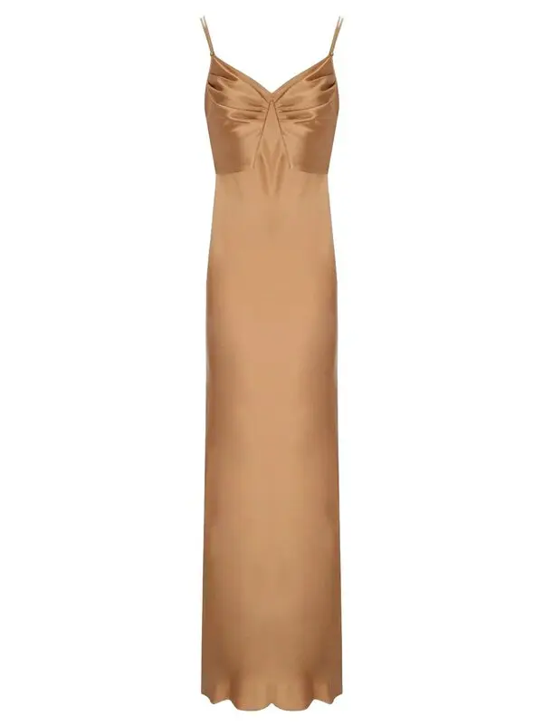 Elisabetta Franchi Red Carpet Satin Dress - Brown