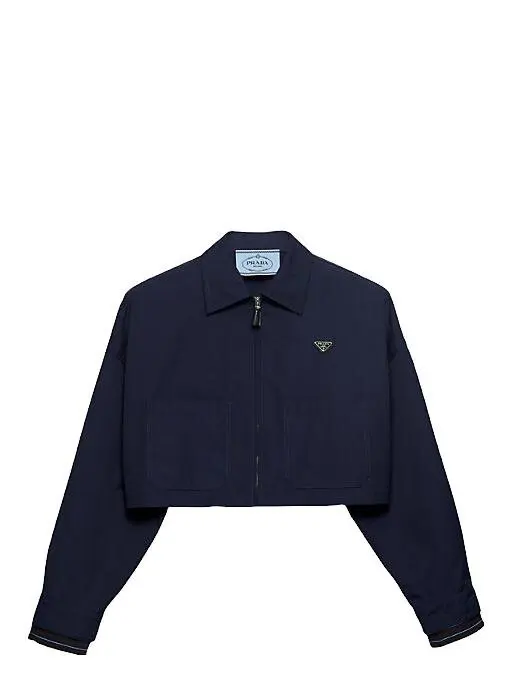 Prada Cropped Poplin Blouson Jacket - Blue