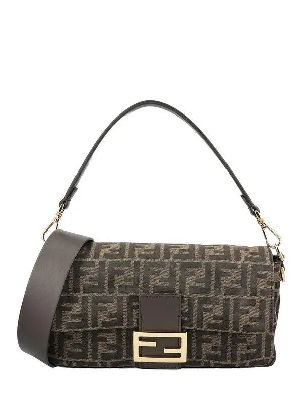 Fendi Baguette Medium Ff Jacquard Bag - Brown