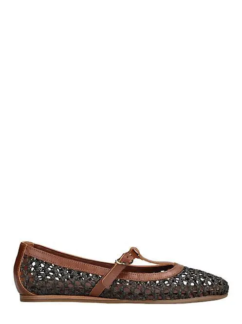 ANCIENT GREEK SANDALS Aerati Raffia And Leather Ballet Flats - Dark Brown