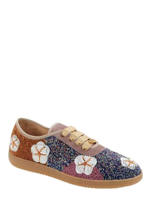 Valentino Garavani Cosmatesque Sequins And Floral Embroidery Sneakers - Blue Multi