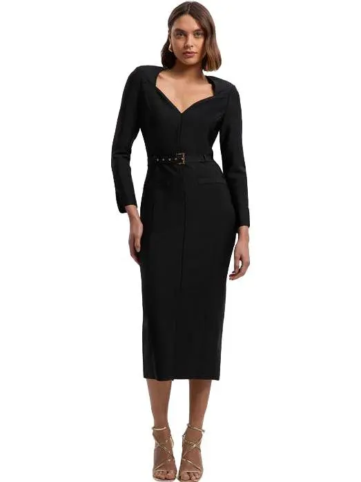 Karen Millen Figure Form Bandage Belted Midi Dress - Black