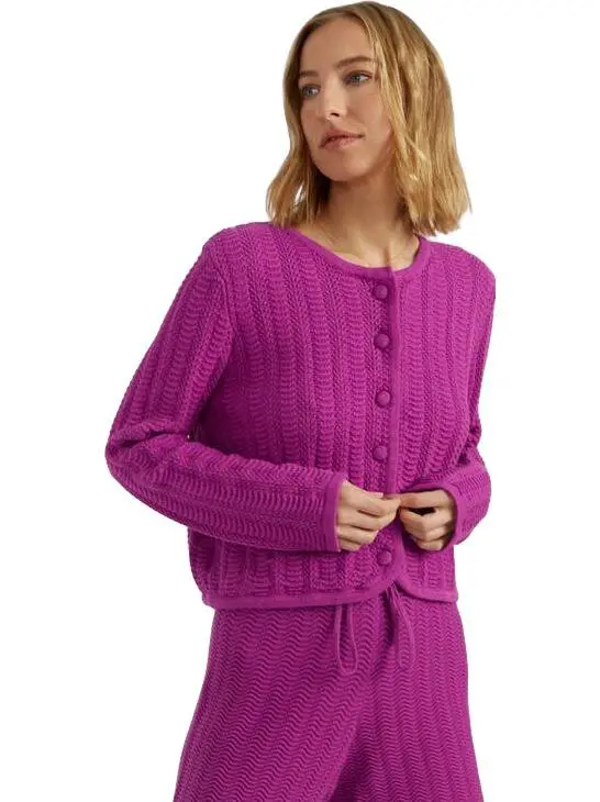 Chinti & Parker Cotton Crochet Cardigan - Magenta