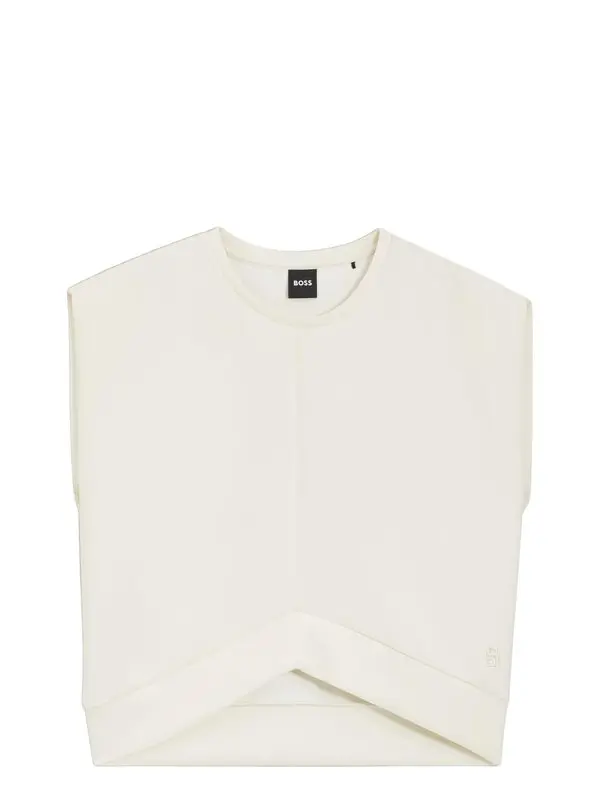 BOSS Loose-fit Sleeveless Sweatshirt With V-cut Hemline - White