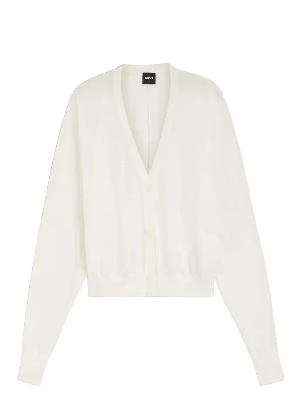BOSS Linen-cotton Cardigan With Buttons - White