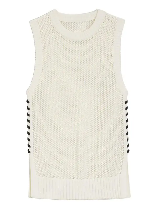 BOSS Mesh-structure Cotton Top - White