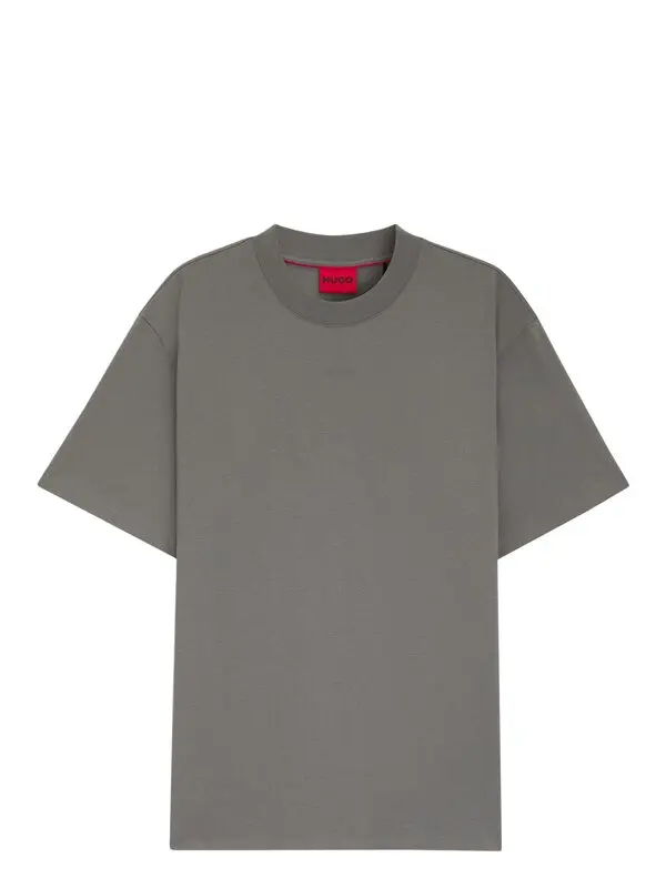 Hugo Relaxed-fit Cotton-jersey T-shirt With Logo Print - Dark Grey