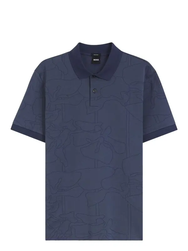 BOSS Jacquard-pattern Polo Shirt In Cotton - Light Blue