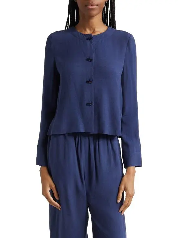 Emporio Armani Micro Leopard Spot Jacquard Top - Navy
