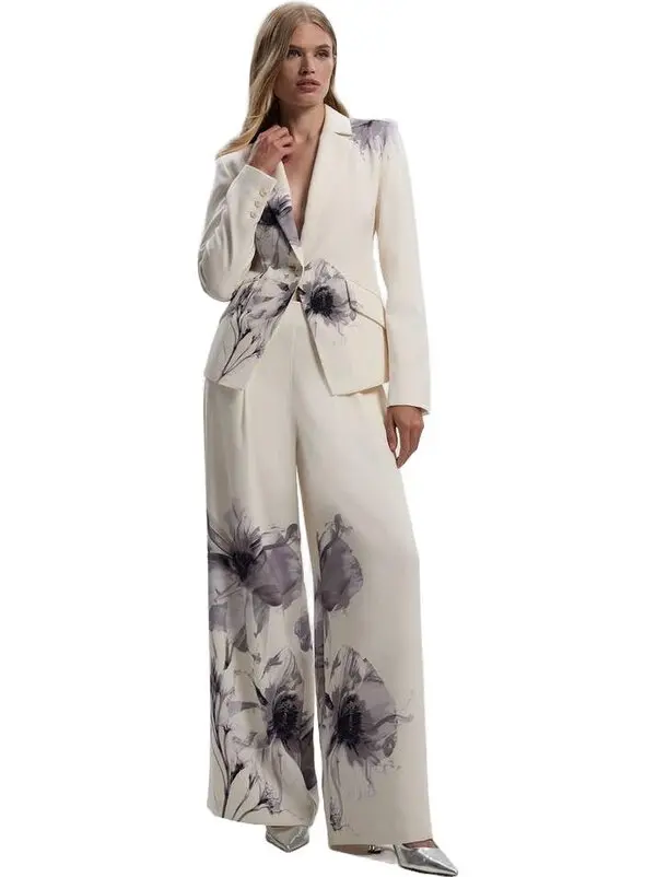 Karen Millen Floral Crepe Single Breasted Blazer - Multi