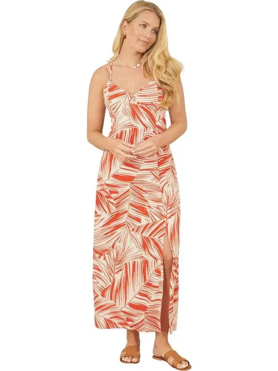 YUMI Sleeveless V-neck Maxi Dress - Orange