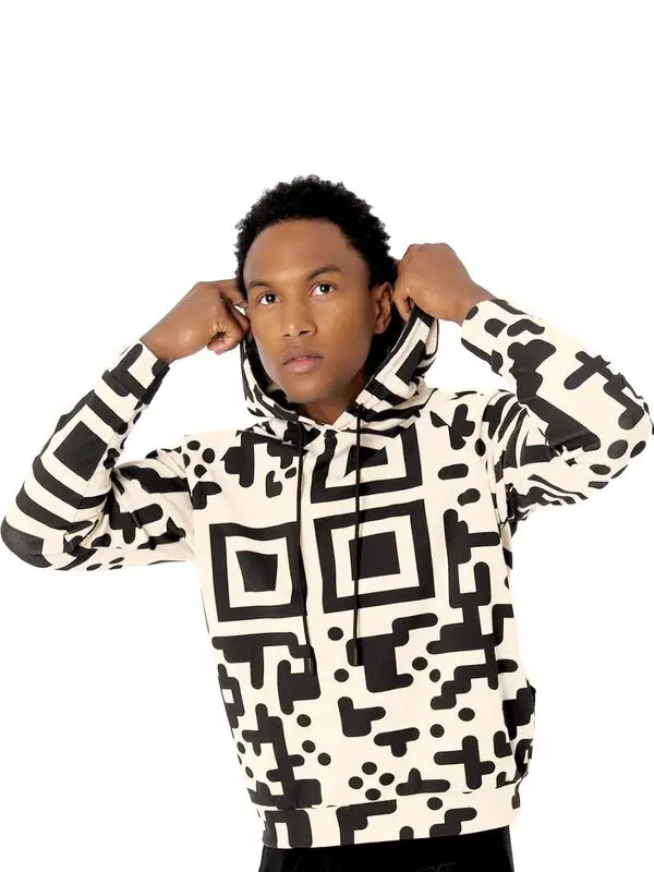 DAI MODA Qr Code Graphic Hoodie - Black