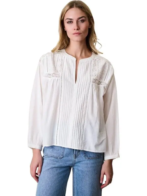 MAREA Daisy Cotton Voile Top - White