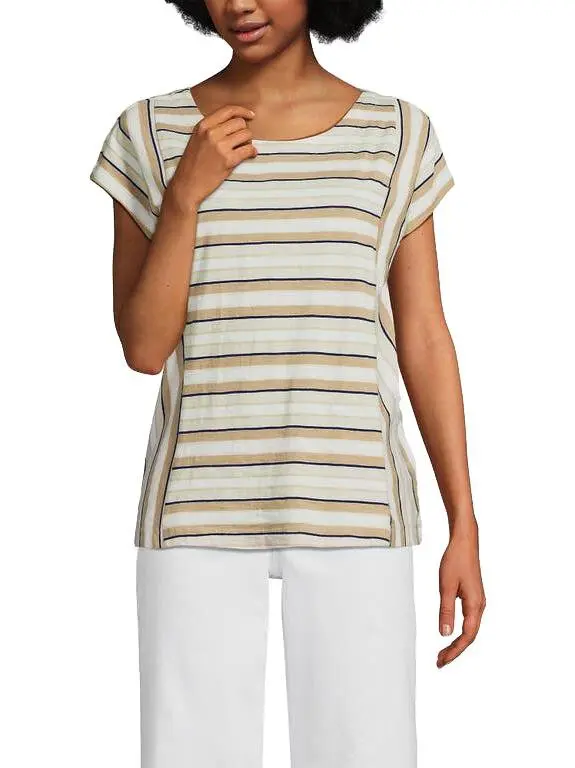 LANDS' END Slub Wedge T-shirt - Pumice Stone Multi Stripe