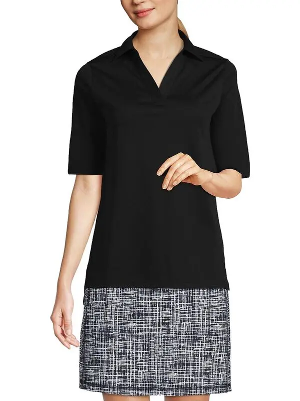 LANDS' END Performance Pique Polo - Black