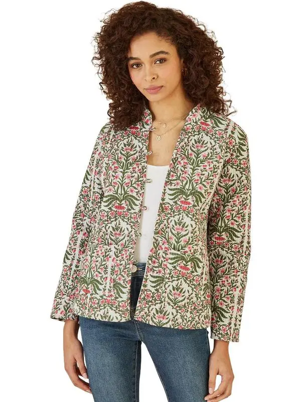 YUMI Long Sleeve Reversible Quilted Jacket - Pink