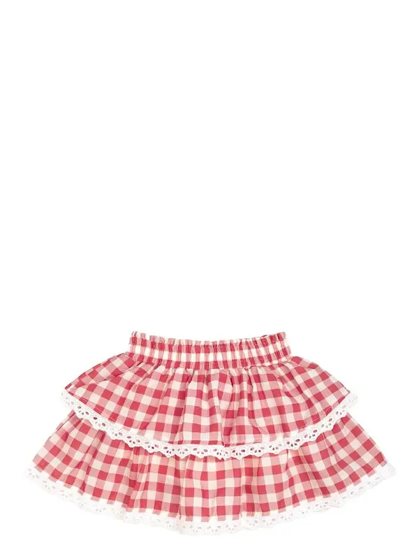SWEET WINK Gingham Skort With Eyelet Lace Trim - Red