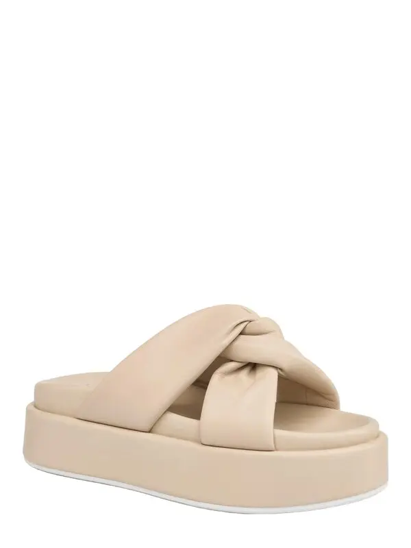 J/SLIDES NYC Yvette Leather Platform Slide Sandals - Off White