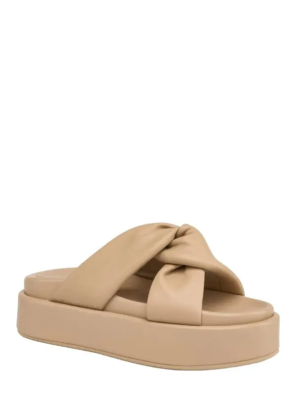 J/SLIDES NYC Yvette Leather Platform Al - Sand