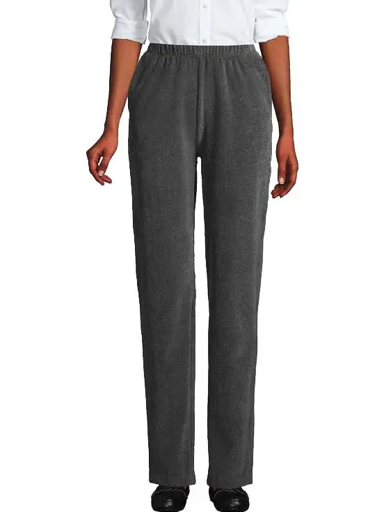 LANDS' END Sport Knit High Rise Corduroy Pants - Charcoal Heather