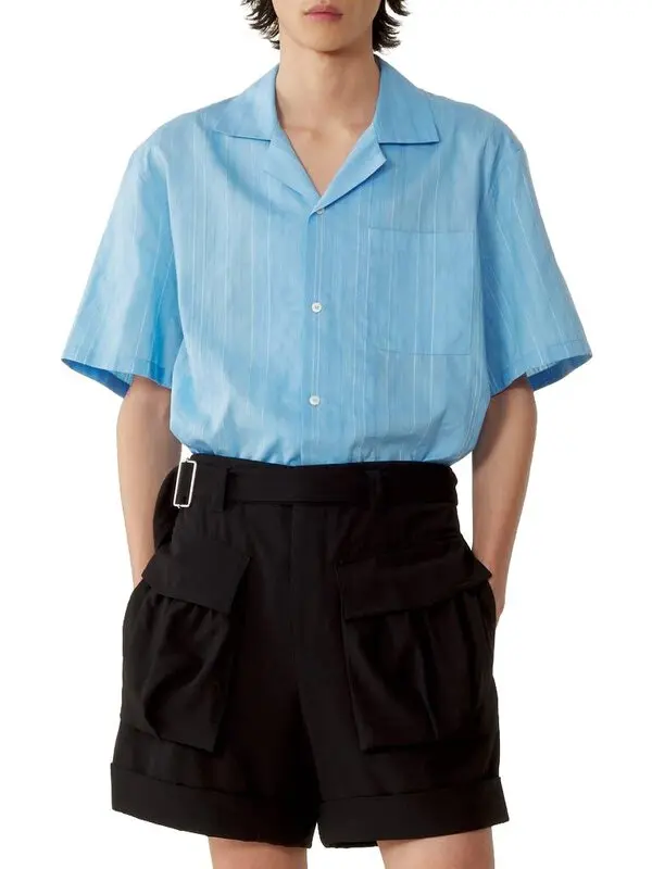 LANVIN Textured Shirt In Cotton And Silk - Periwinkle