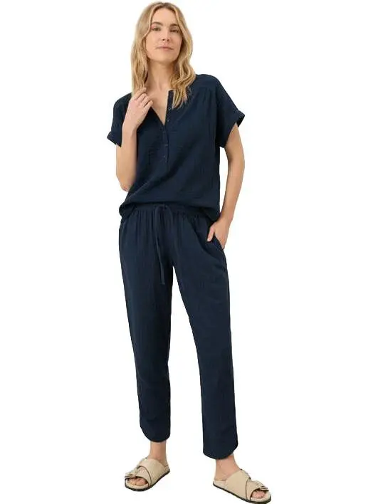 PACT Organic Cotton Coastal Double Gauze Tapered Pull-on Pant - Navy Blue
