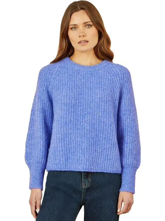 YUMI Long Sleeve Crew Neck Jumper - Blue