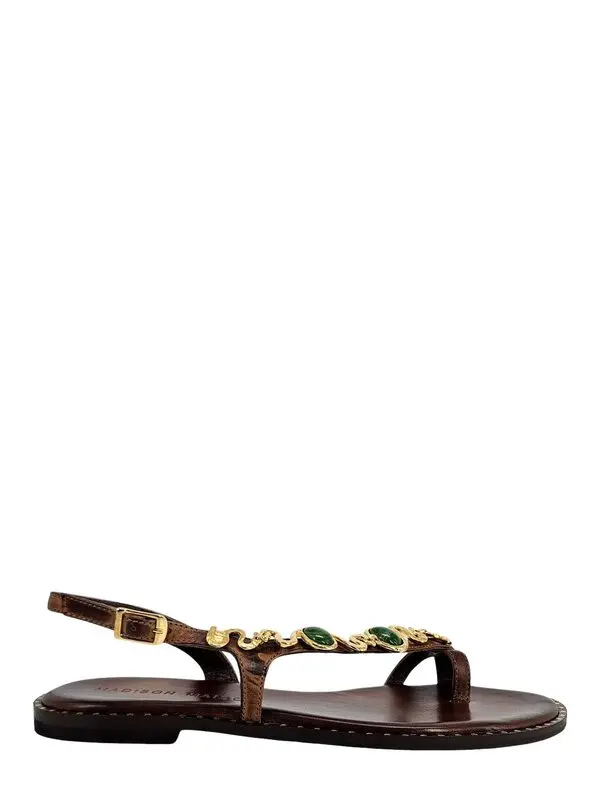 MADISON MAISON Leather Flat Thong Sandal - Chocolate