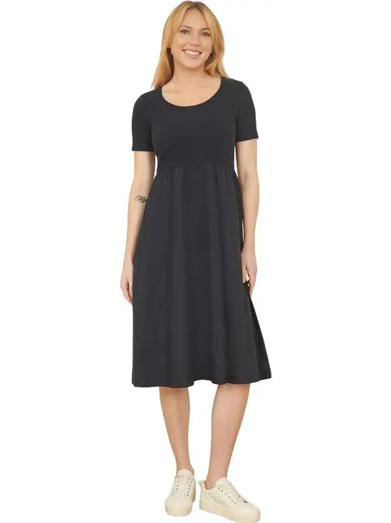 YUMI Jersey Top And Cotton Midi Dress - Navy