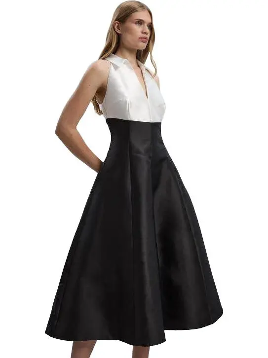 Karen Millen Twill Contrast Tux Tailored Dress - Mono