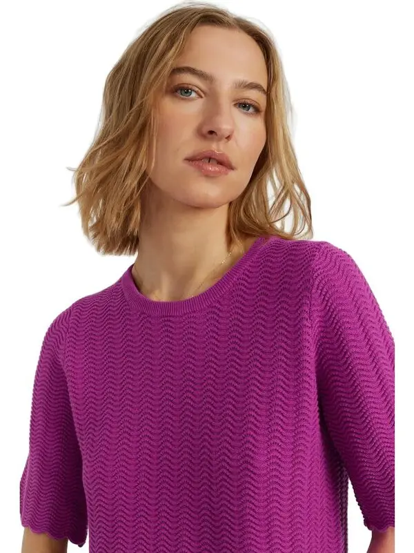 Chinti & Parker Cotton Crochet Tee - Magenta