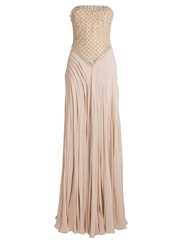 GEORGES HOBEIKA Embellished Strapless Gown - Pink