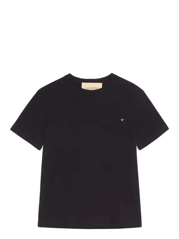 Valentino Garavani Cotton Vgold T-shirt - Black