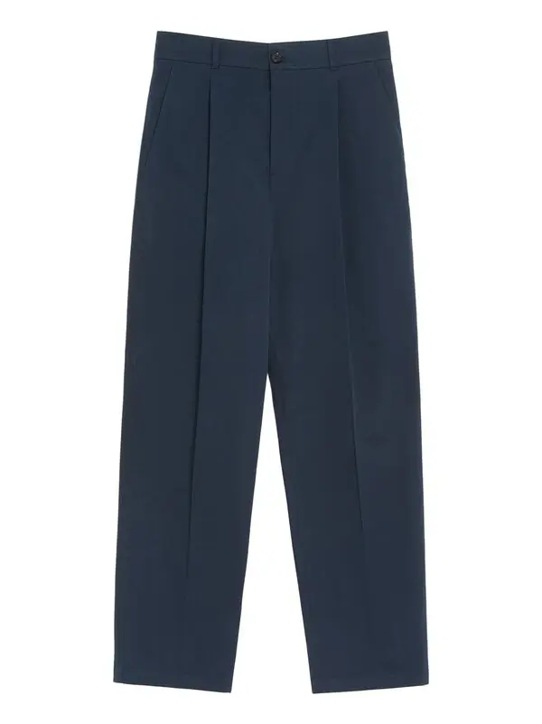 Valentino Garavani Cotton Pleated Straight Chinos - Blue