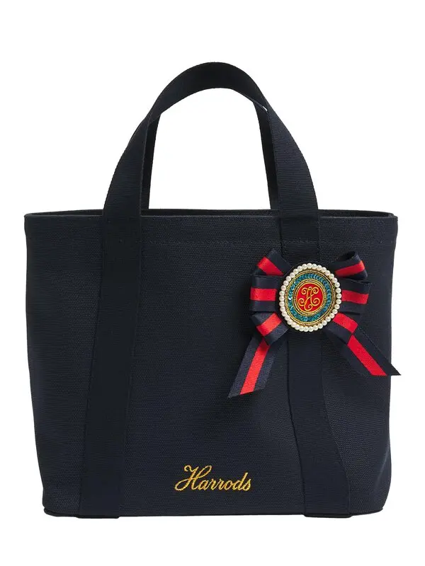 Harrods Small British Rosette Tote Bag - Navy