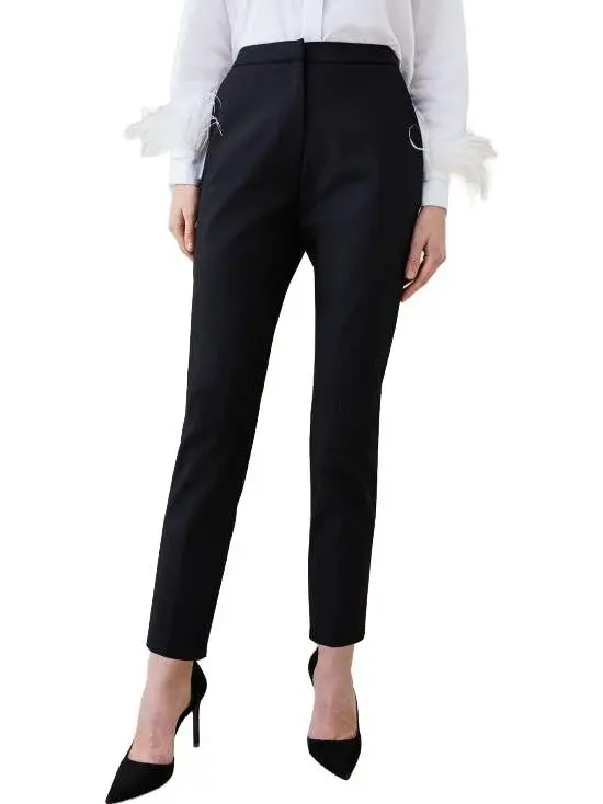 Karen Millen Petite Techno Woven Trousers - Black