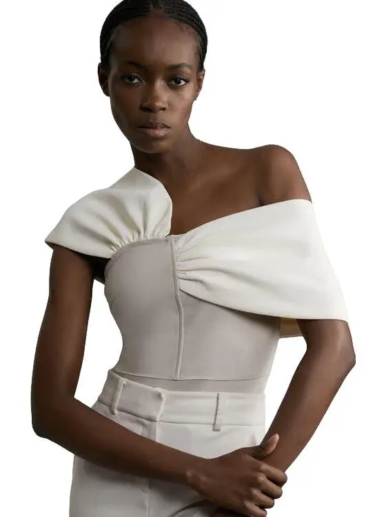 Karen Millen Figure Form Asymmetric Knit Top - Neutral