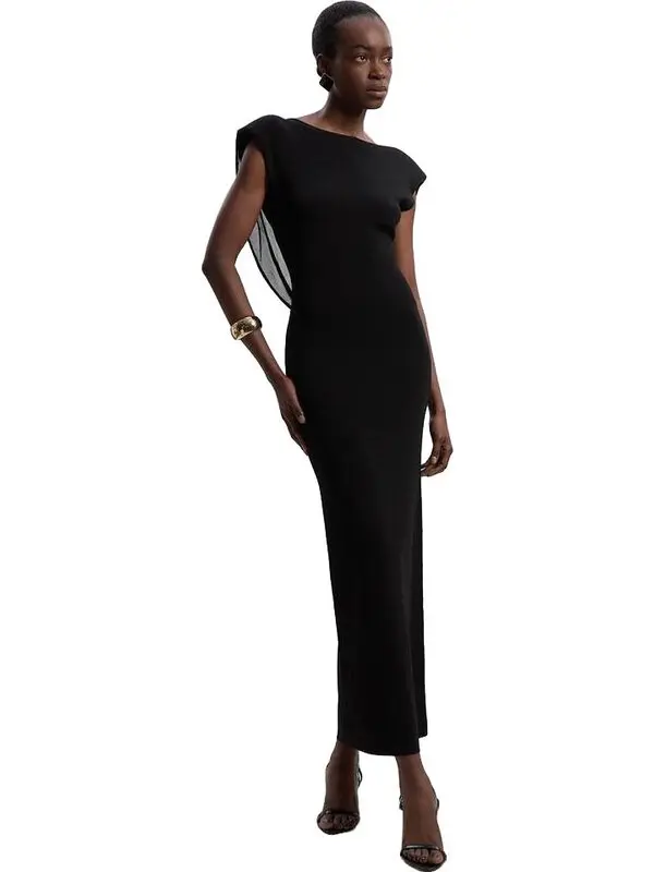 Karen Millen Sleeveless Plunge Back Maxi Dress - Black