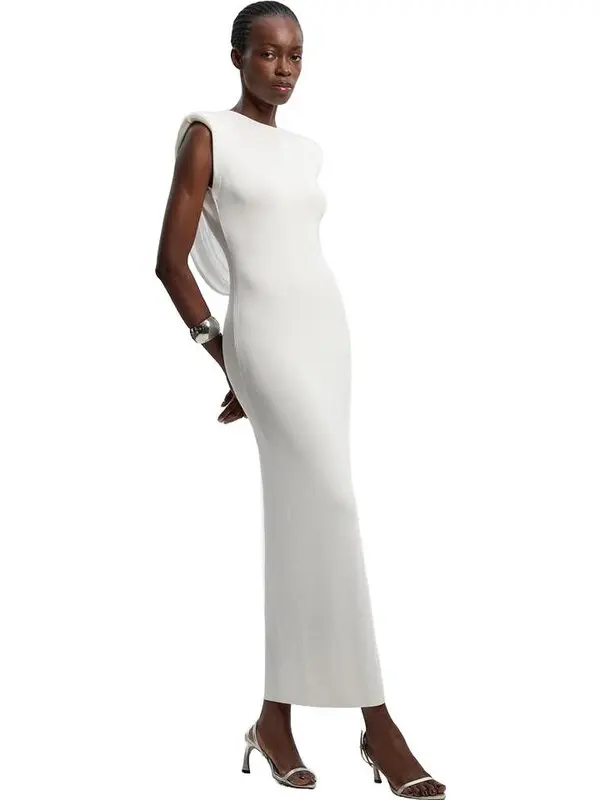 Karen Millen Sleeveless Plunge Back Maxi Dress - Ivory