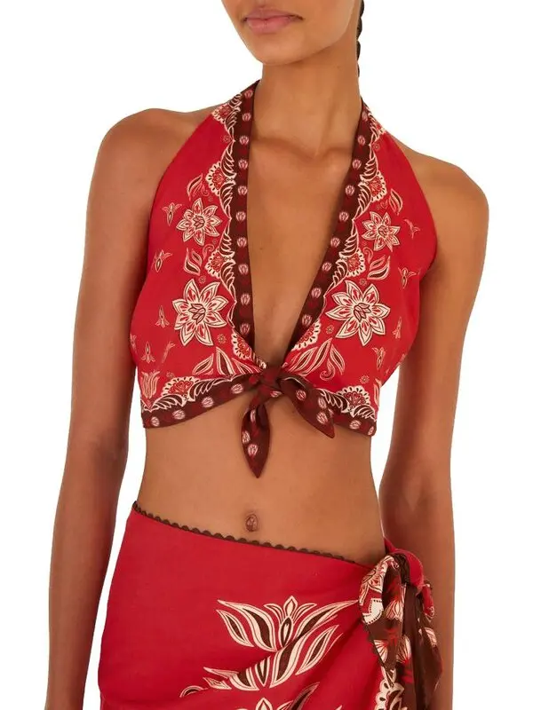 Farm Rio Rainika Garden Halter Top - Red