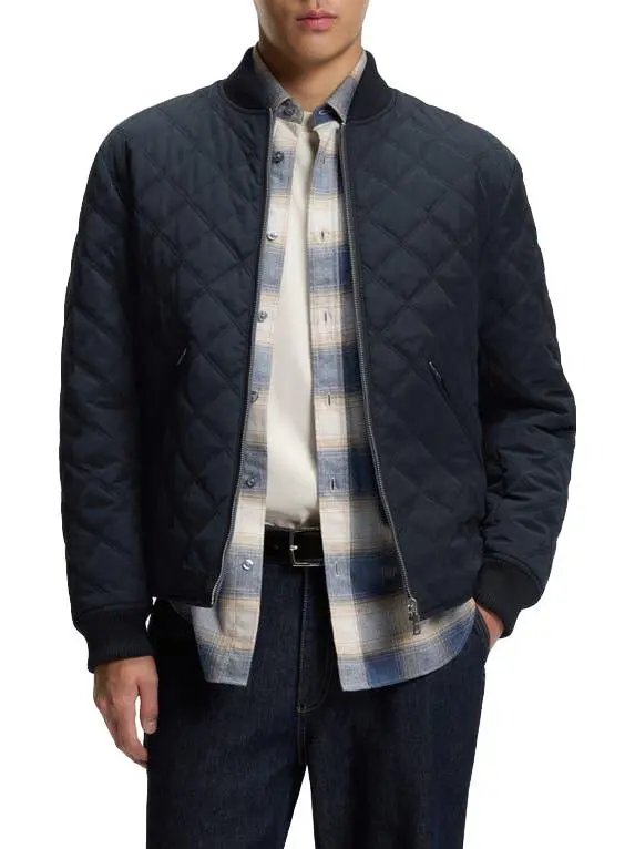 BOSS Quilted Water Repellent Reversible Bomber Jacket - Dark Blue