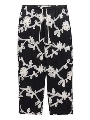 HONOR THE GIFT Floral Ribbon Ankle Pant - Black