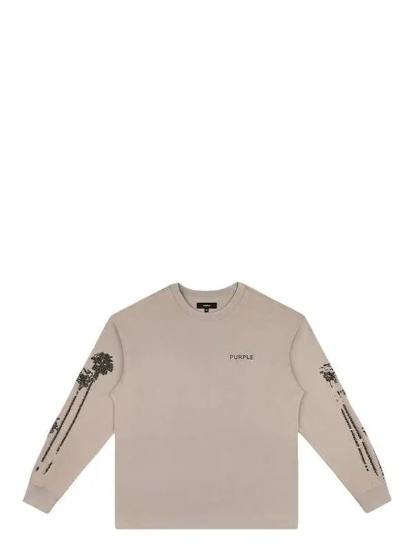 PURPLE BRAND P204tsrs226 Textured Jersey Long Sleeve Tee Shirt - Grey