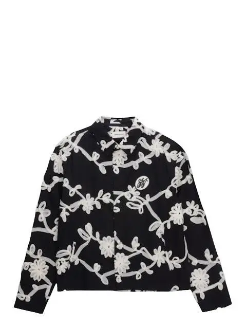HONOR THE GIFT Floral Ribbon Button Up Shirt - Black