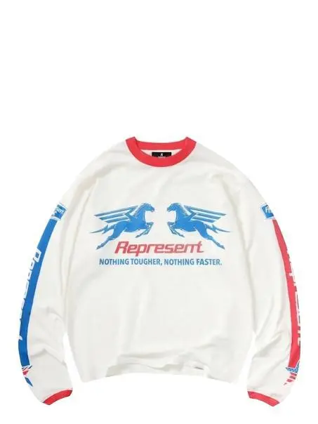 REPRESENT Mlm100781 Mesh Pegasus Long Sleeve Tee Shirt - White