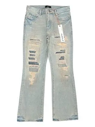 PURPLE BRAND P026sydr226 Bootcut Destroy Repair Jeans - Indigo