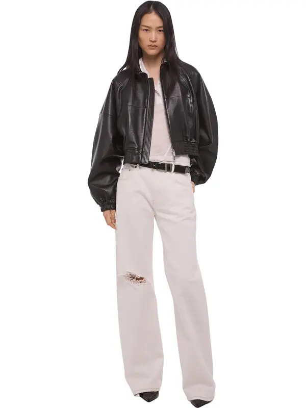 Helmut Lang Leather Bomber Jacket - Black/black
